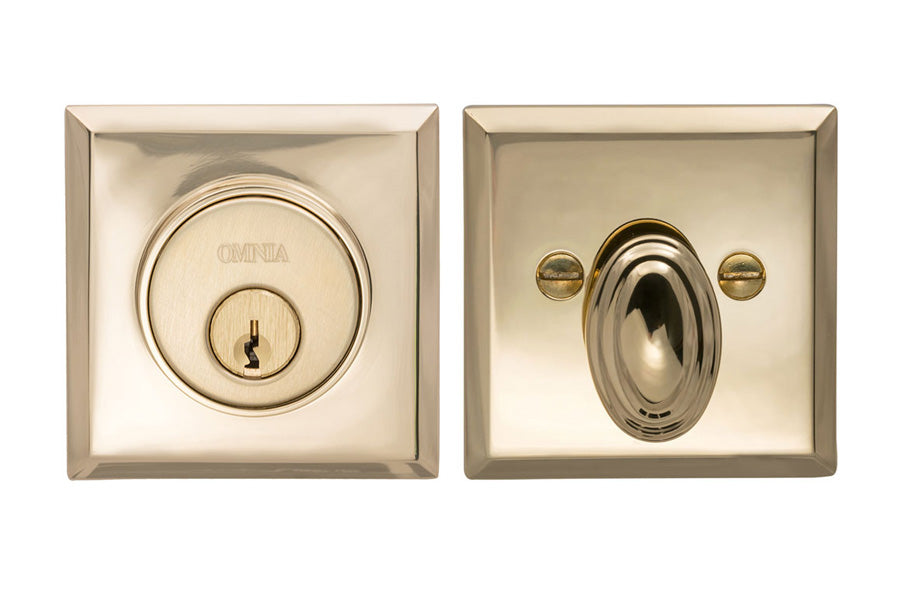 Omnia Rectangular Single Cylinder Auxiliary Deadbolt — Lux Door Hardware